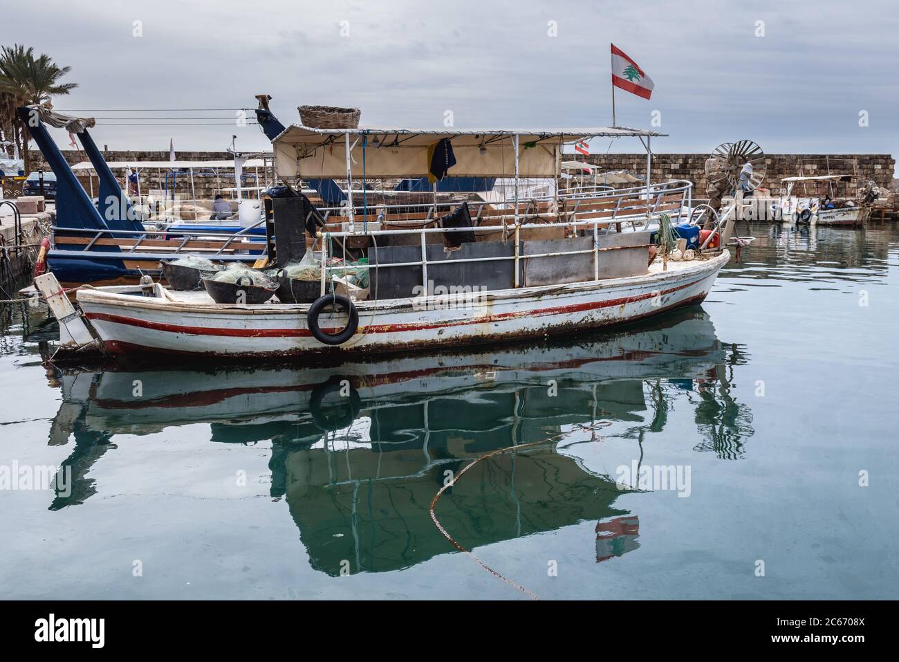 Fishing boats in harbour of Byblos, largest city in the Mount Lebanon ...