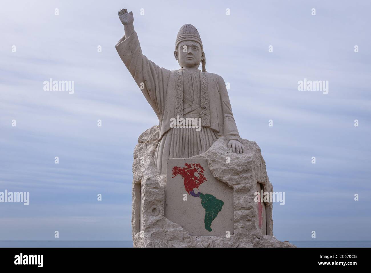 Statue for Lebanese emigrants in port of Byblos, largest city in the ...