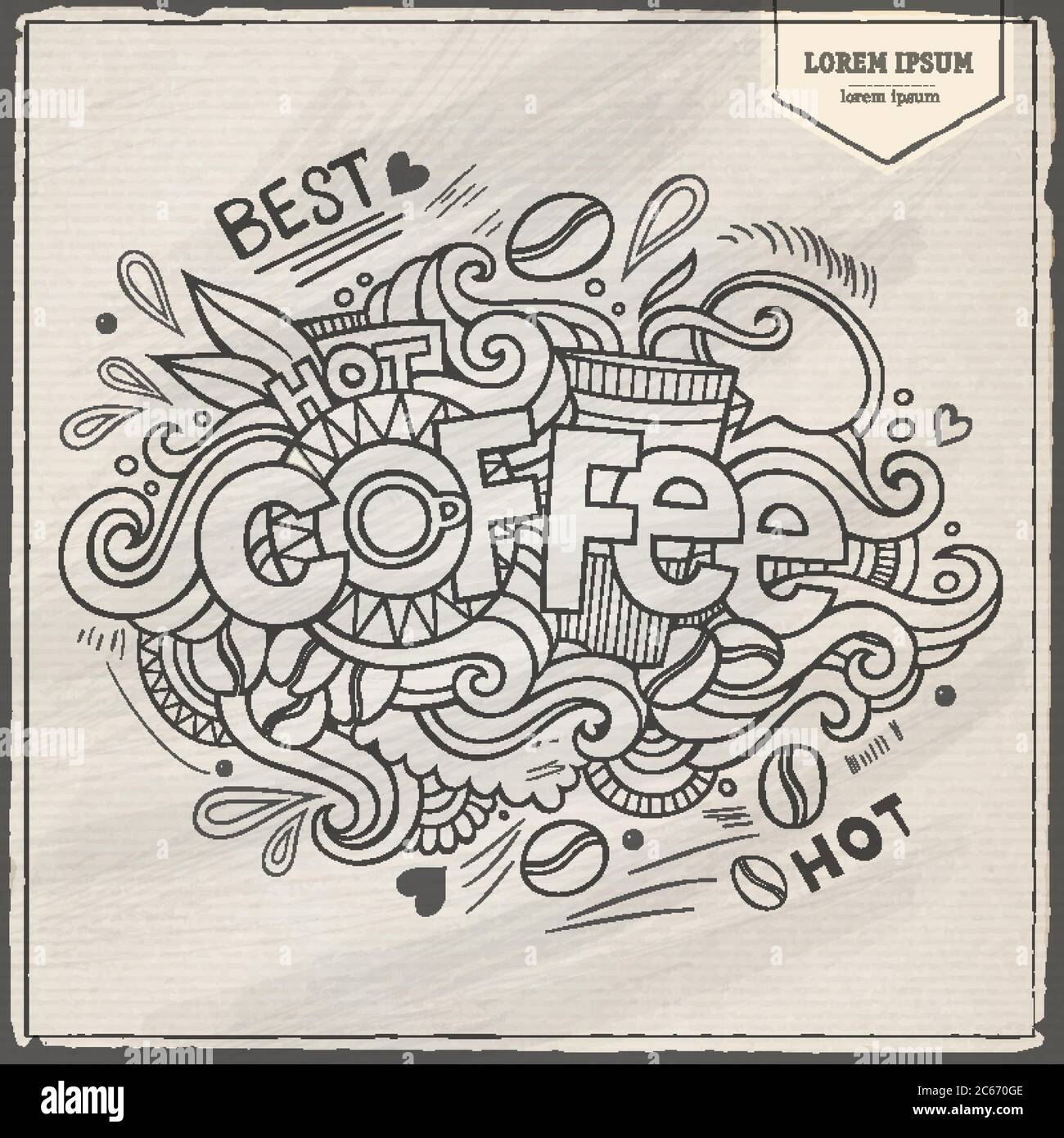 Coffee hand lettering and doodles elements Stock Vector Image & Art - Alamy