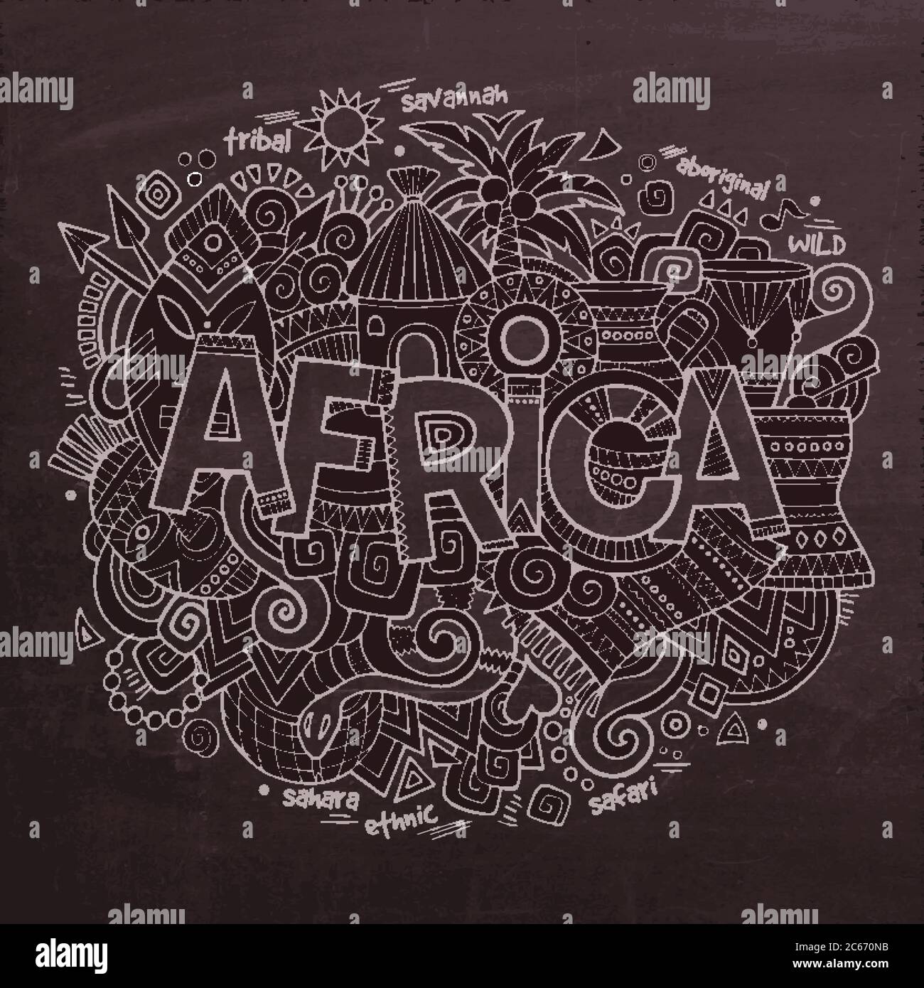 Africa Vector hand lettering and doodles elements Stock Vector Image ...