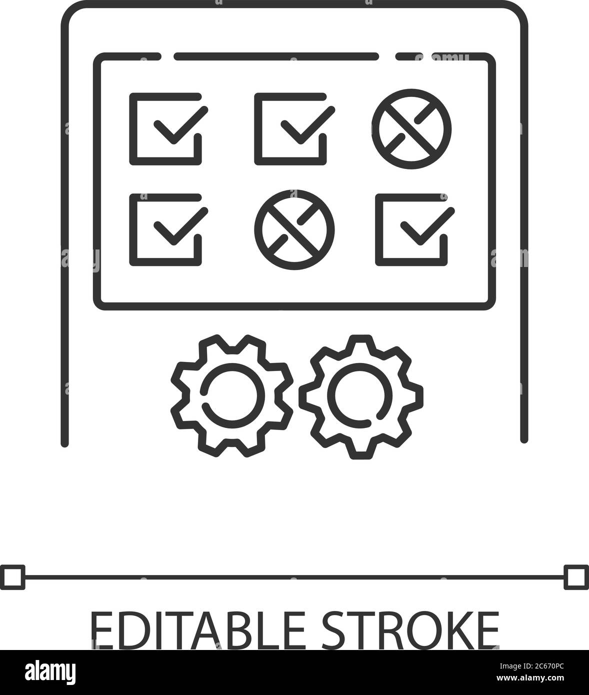 Production testing pixel perfect linear icon. Post manufacturing ...