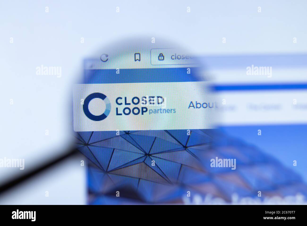 Moscow, Russia - 1 June 2020: Closed Loop Partners website page in browser. Logo close-up ...
