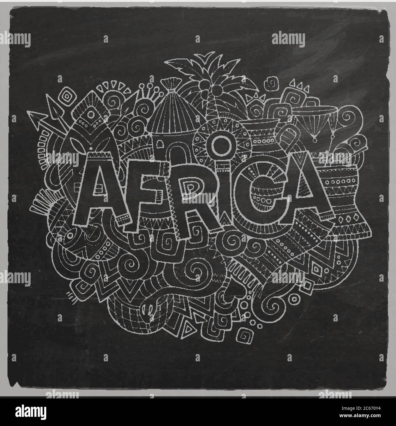 Africa Vector hand lettering and doodles elements Stock Vector Image ...