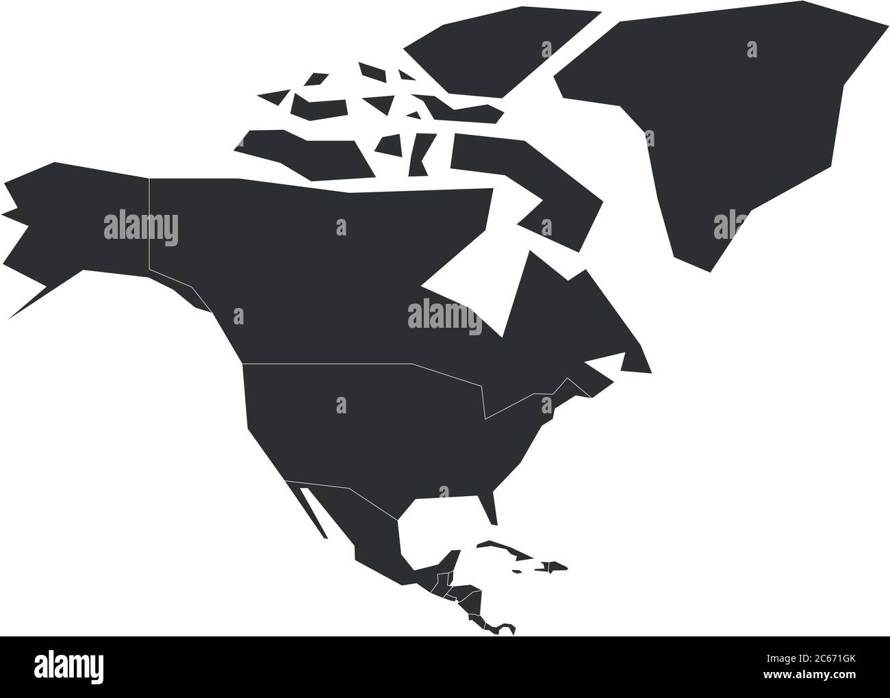 Blank grey political map of North America. Vector illustration Stock ...