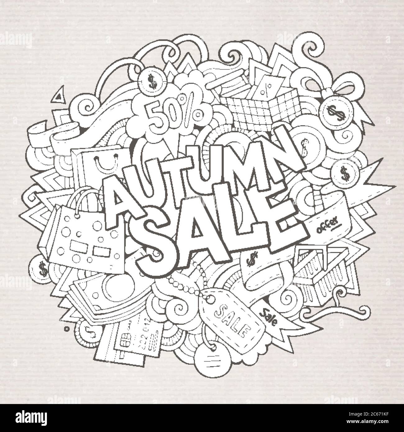 Cartoon cute doodles hand drawn shopping illustration Stock Vector ...