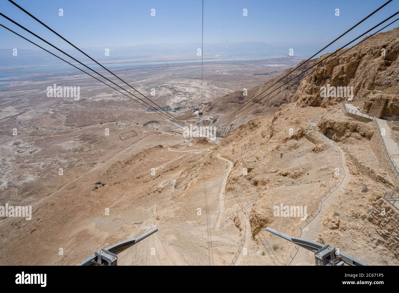 Masada snake path from cable way in israel towards fortress Stock Photo ...