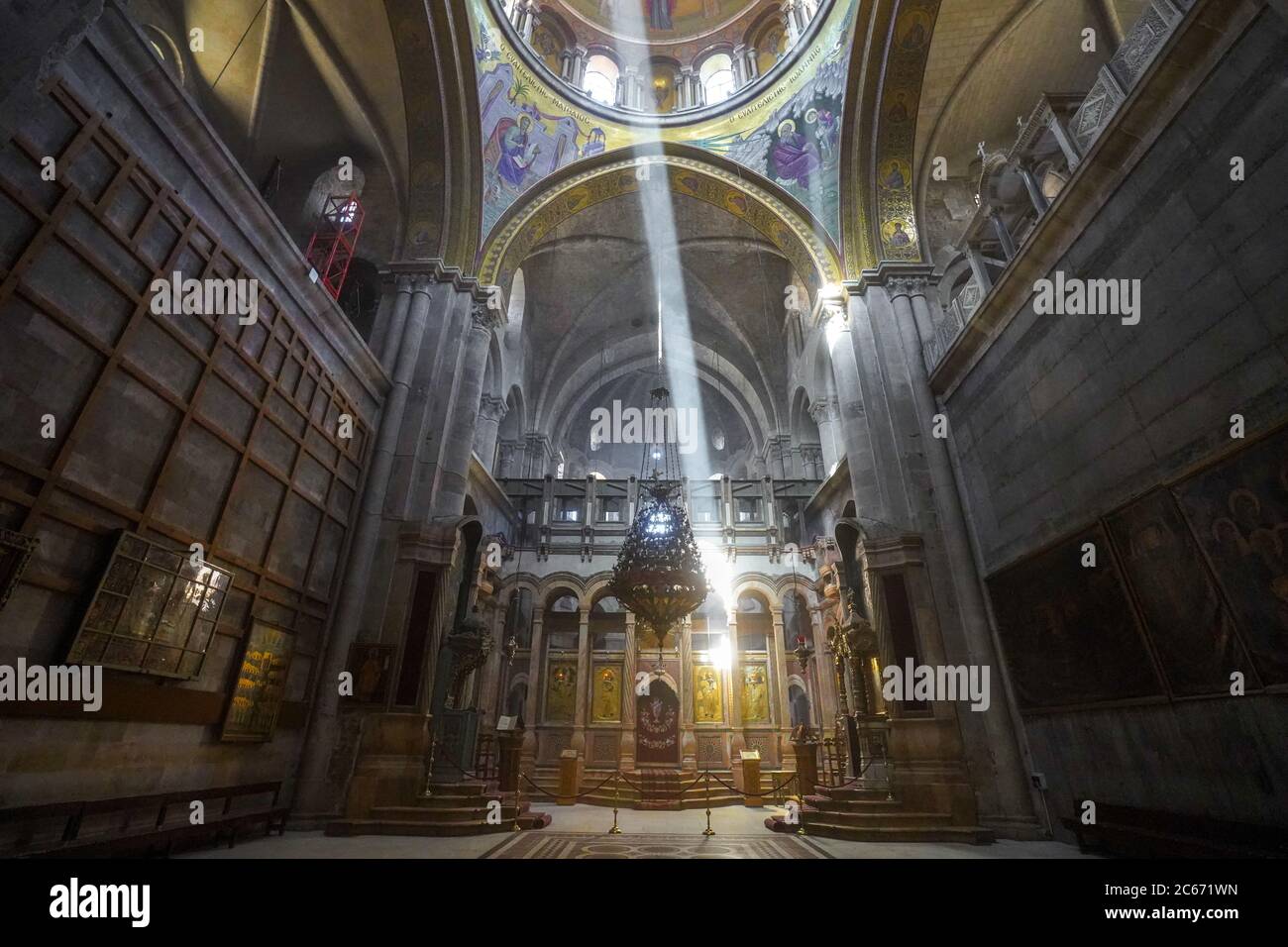 Sun light beam in the Church of the Holy Sepulchre, Jeruslem, Israel ...