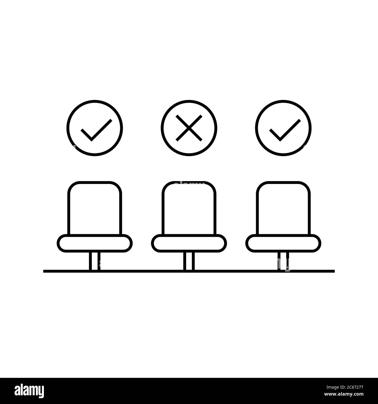 Social distancing concept with an empty seat. Keep a safe distance for ...