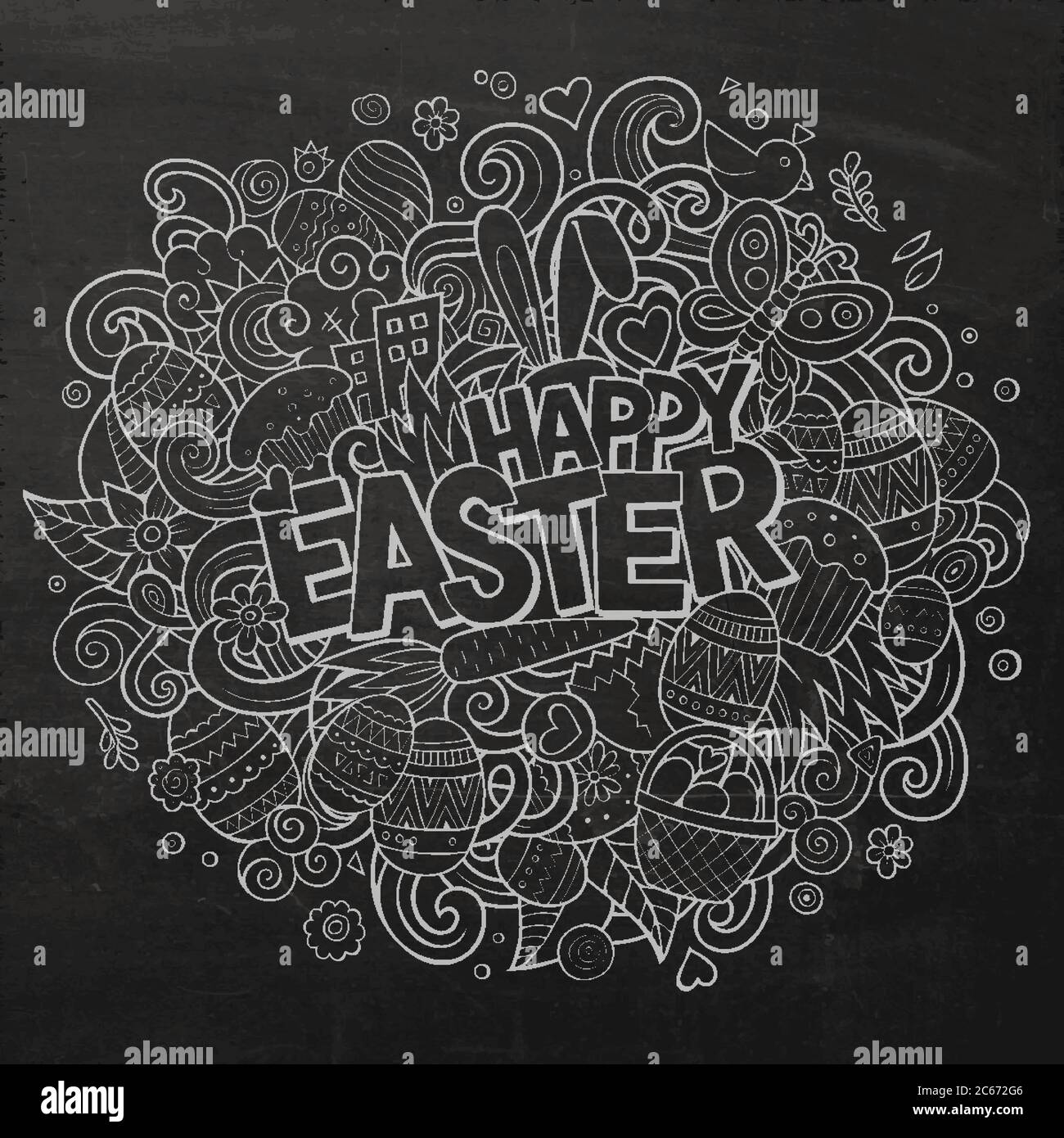 Cartoon vector hand drawn Doodle Happy Easter illustration Stock Vector ...