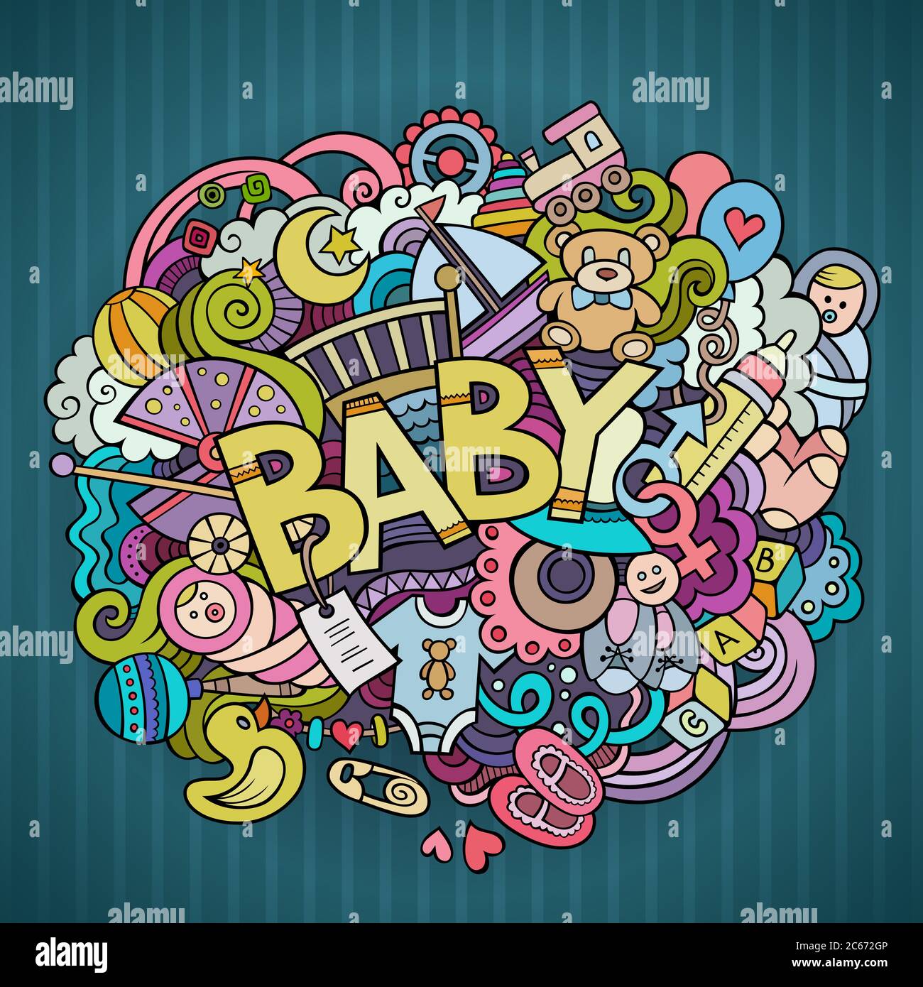 Cartoon vector hand drawn Doodle Baby illustration Stock Vector Image ...
