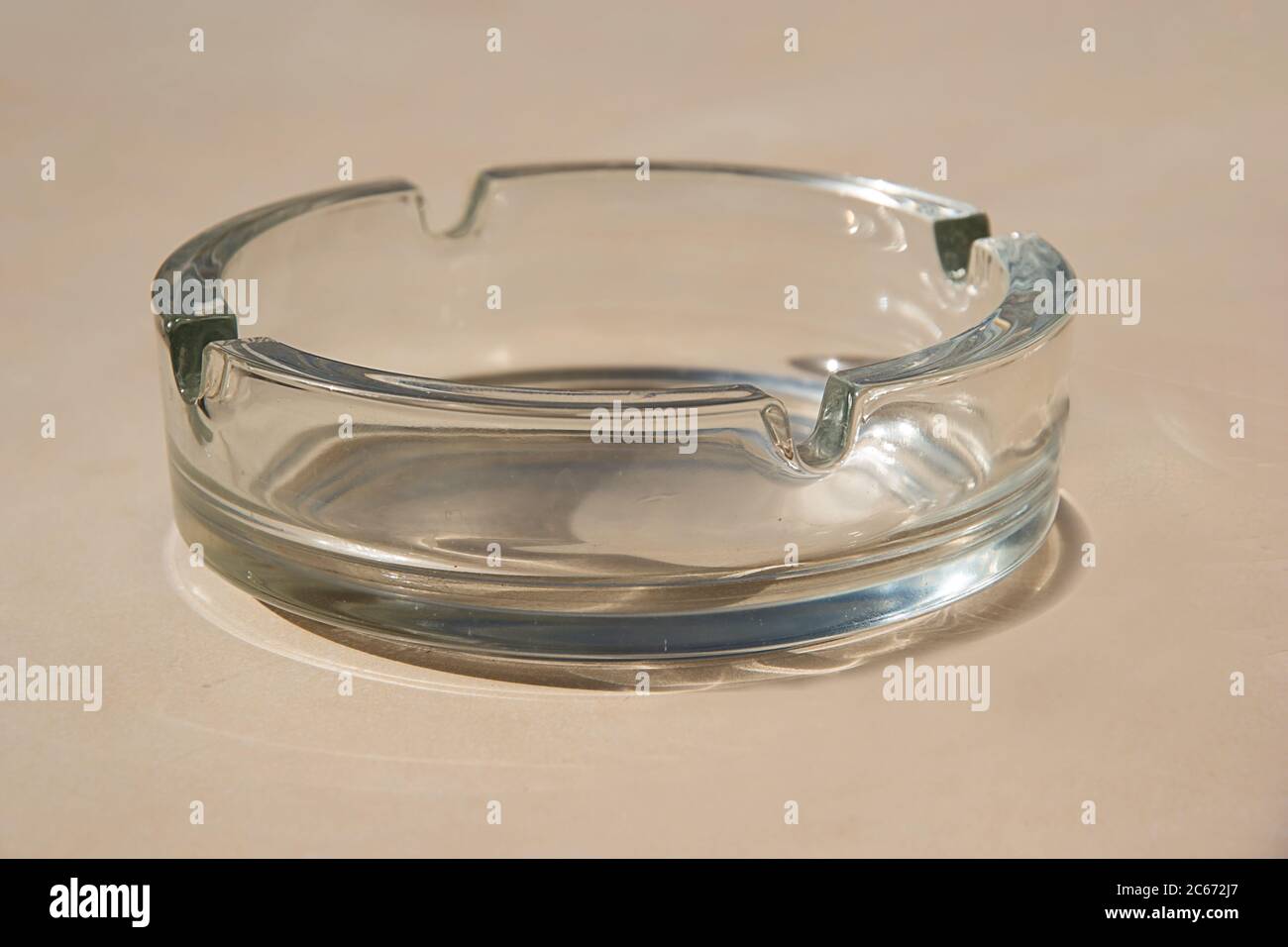 Ashtray Empty glass transparent cigarette tray. Clean clear glassware ...