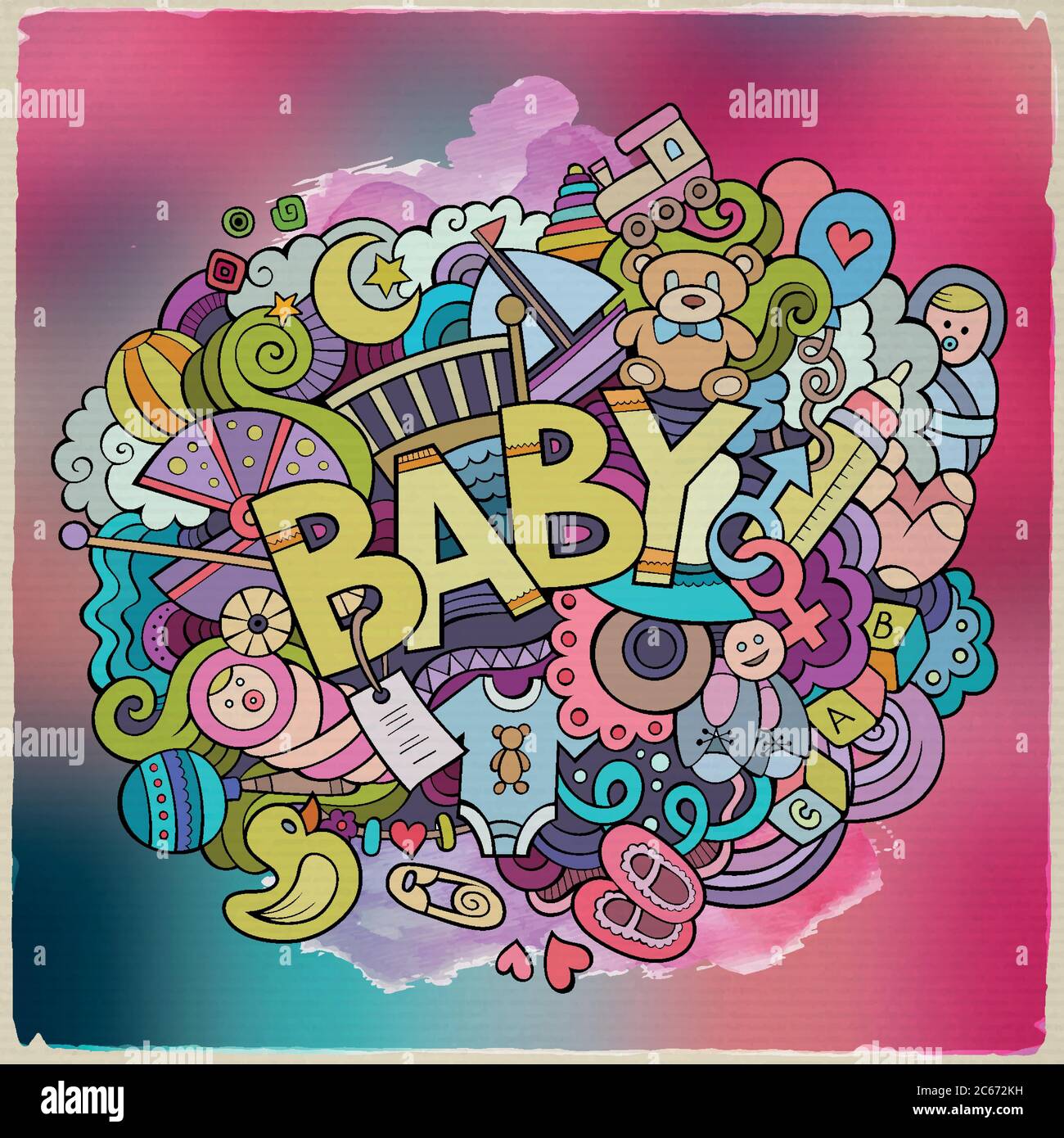 Cartoon vector hand drawn Doodle Baby illustration Stock Vector Image ...