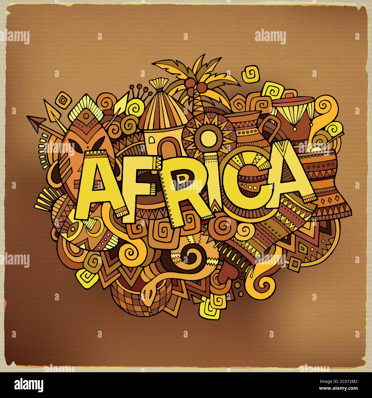 Africa hand lettering and doodles elements background Stock Vector ...