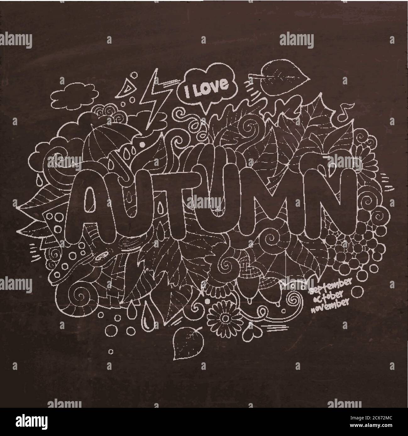 Autumn hand lettering and doodles elements chalkboard Stock Vector ...