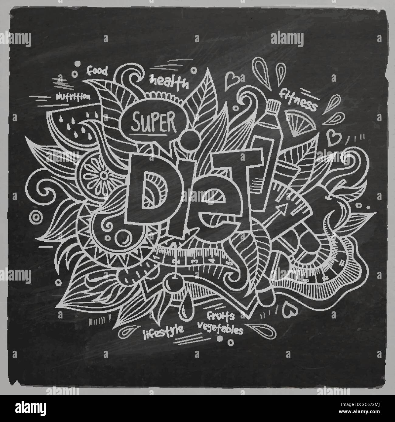 Diet Vector hand lettering On Chalkboard Stock Vector Image & Art - Alamy