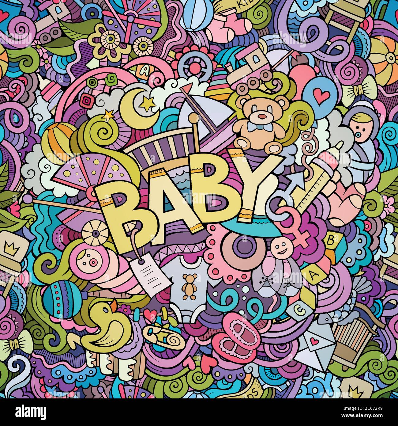 Cartoon vector hand drawn Doodle Baby illustration Stock Vector Image ...