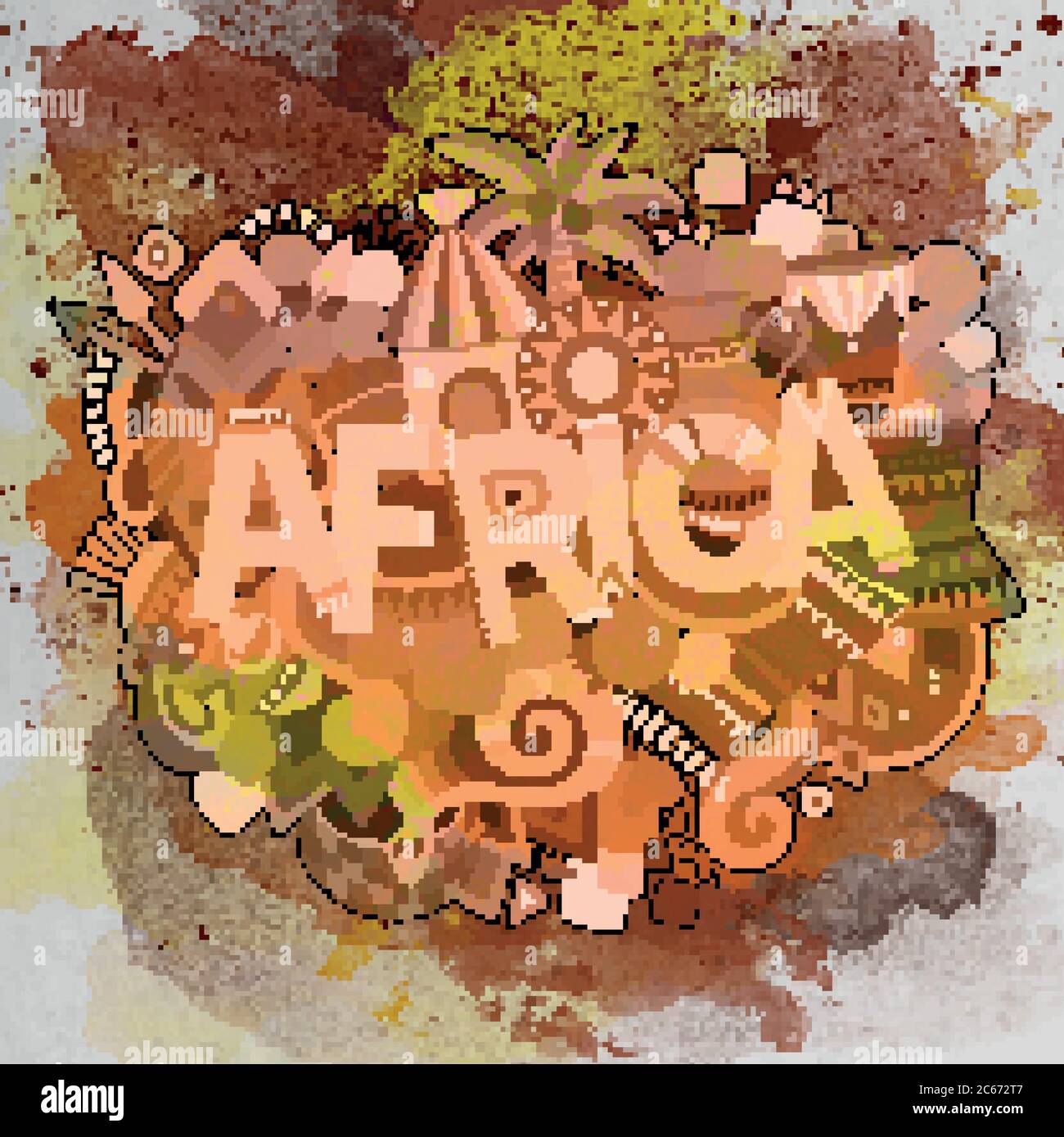 Africa hand lettering and doodles elements background Stock Vector ...