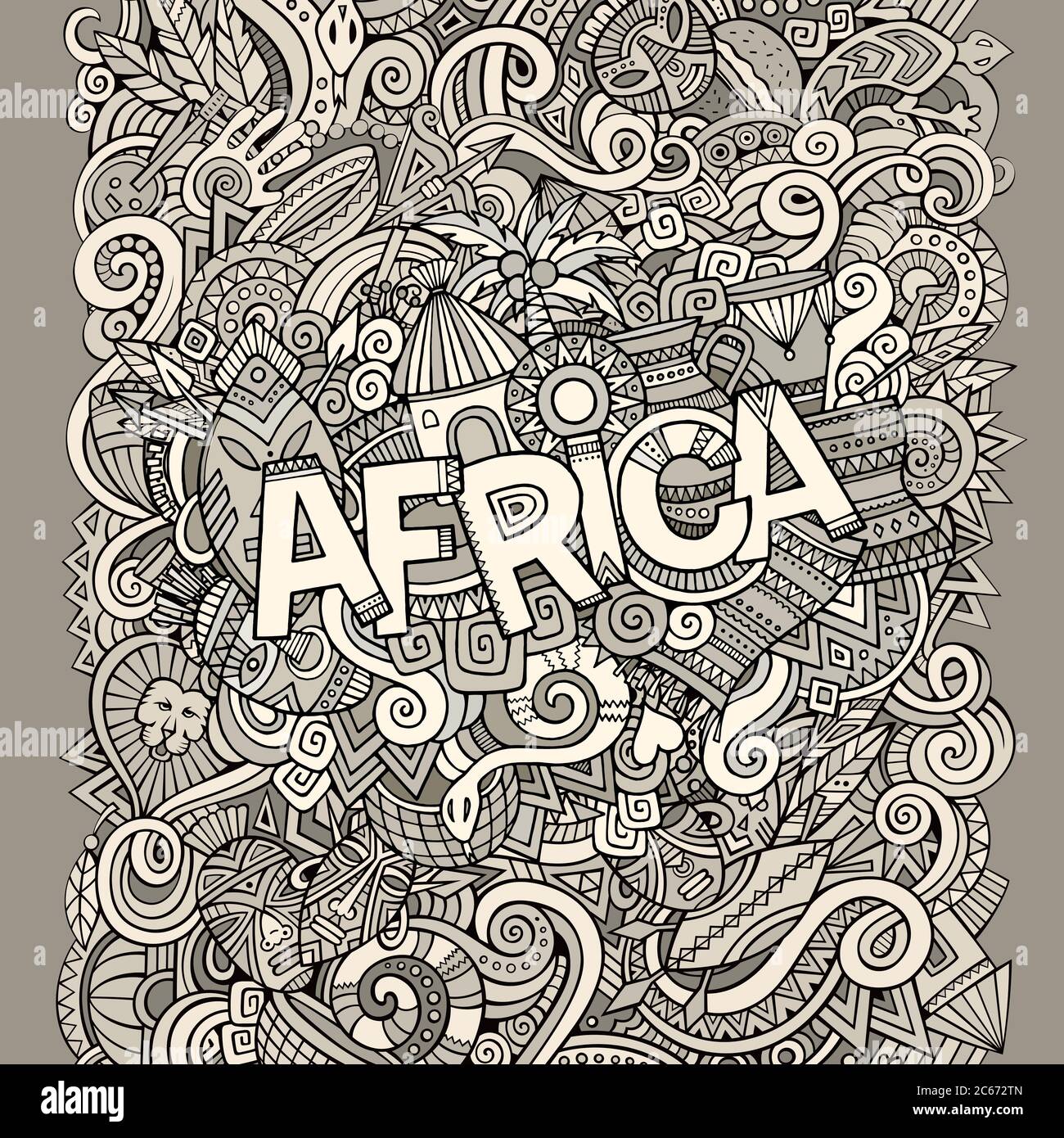 Cartoon cute doodles hand drawn african illustration Stock Vector Image ...