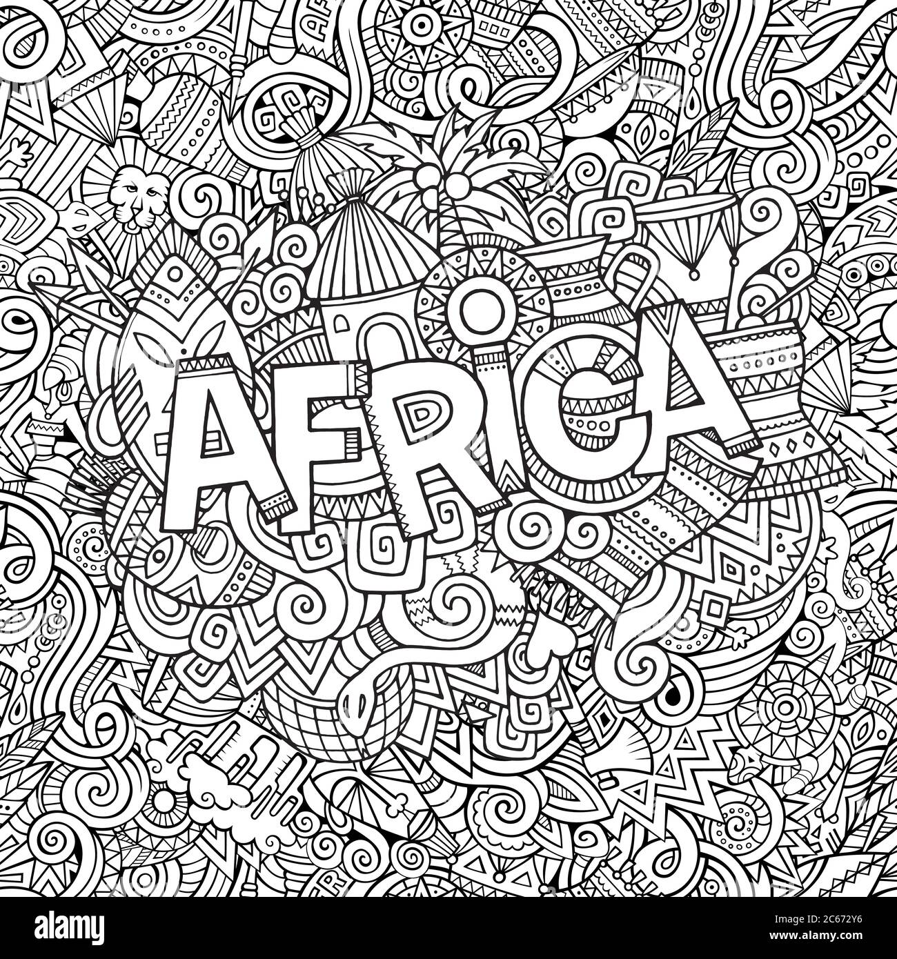 Cartoon cute doodles hand drawn african illustration Stock Vector Image ...