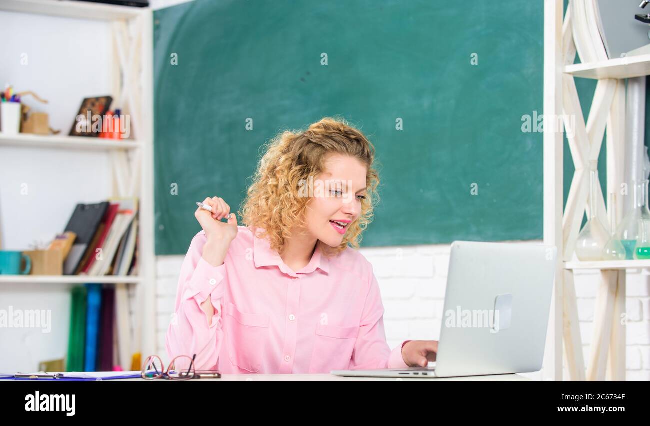 observe the computer. teacher woman. teachers day. online education ...