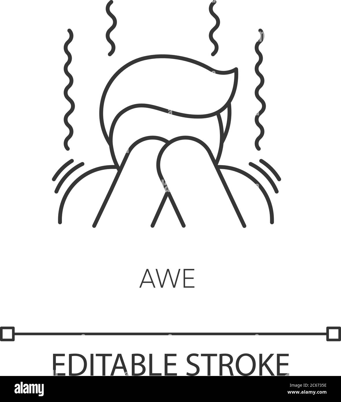 Awe pixel perfect linear icon. Human feeling, emotional reaction. Thin ...