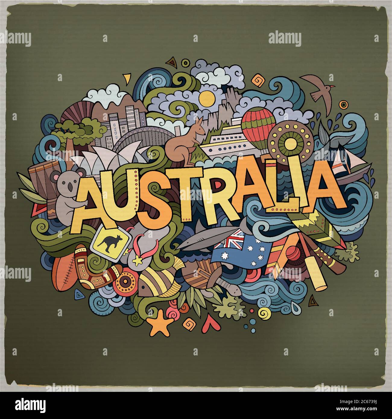 Australia hand lettering and doodles elements Stock Vector Image & Art ...
