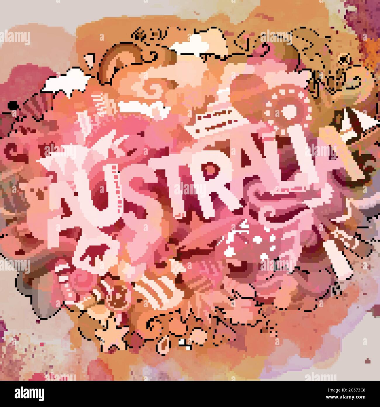 Australia hand lettering and doodles elements Stock Vector Image & Art ...