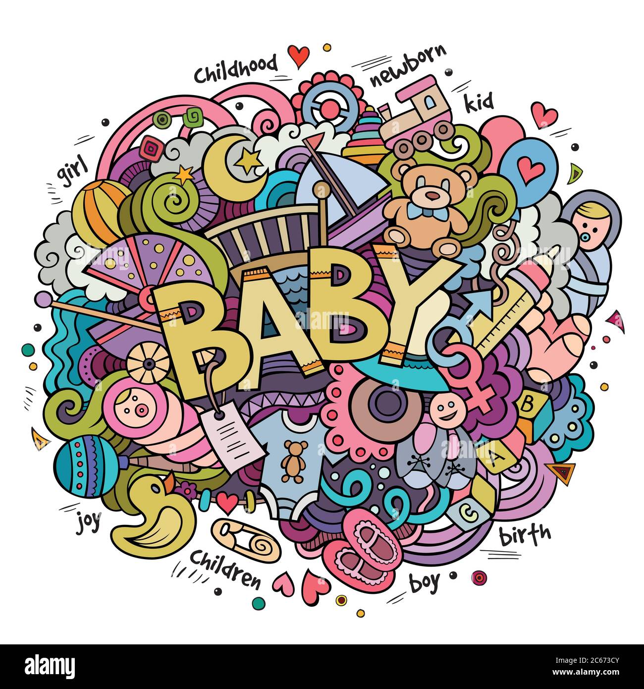 Cartoon vector hand drawn Doodle Baby illustration Stock Vector Image ...