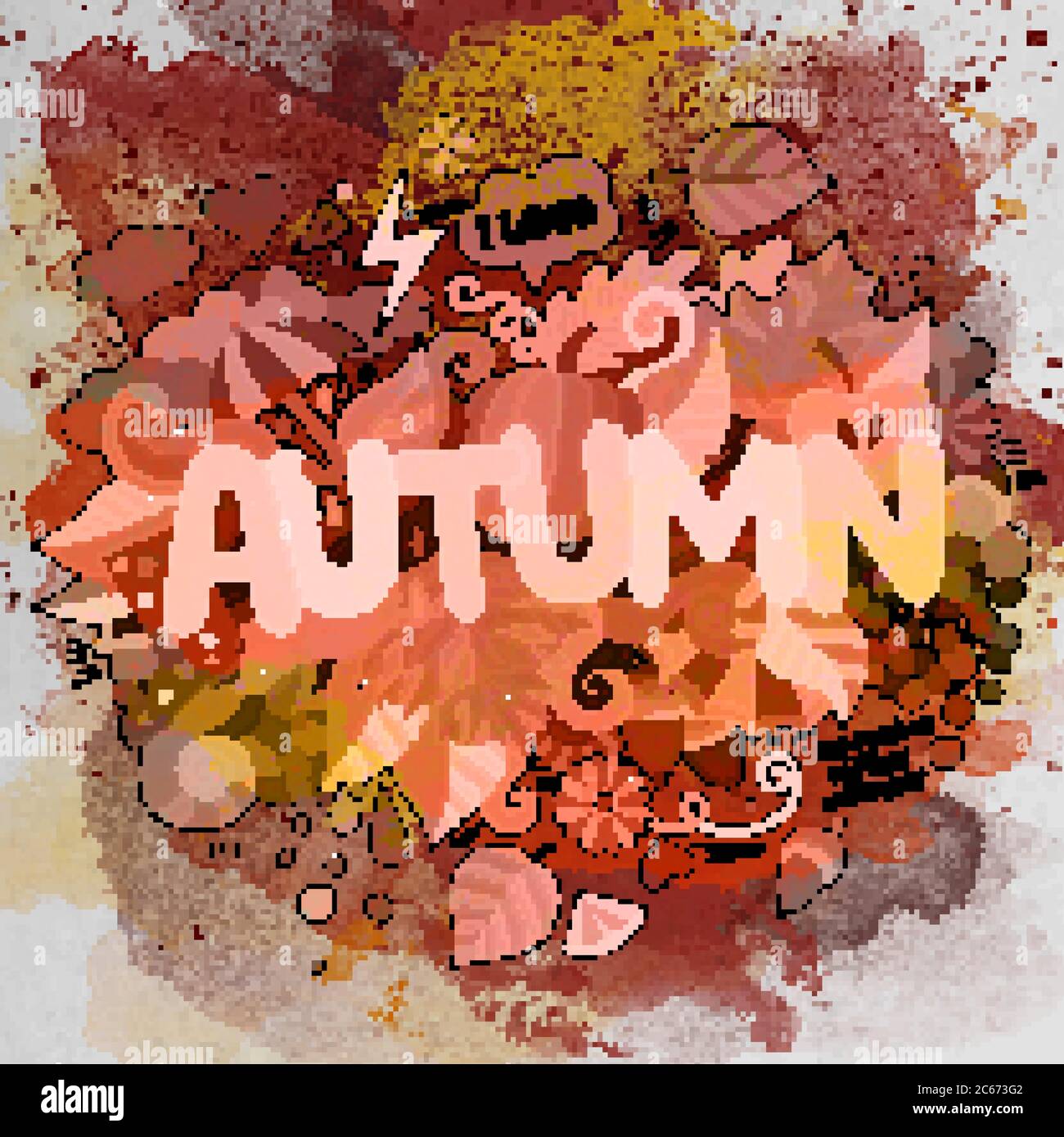 Autumn season hand lettering and doodles elements Stock Vector Image ...