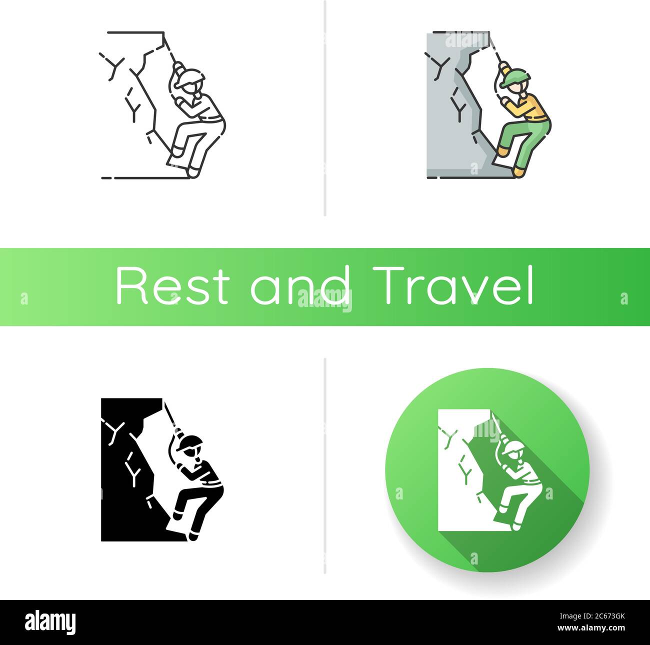 Mountaineering icon. Linear black and RGB color styles. Extreme tourism ...