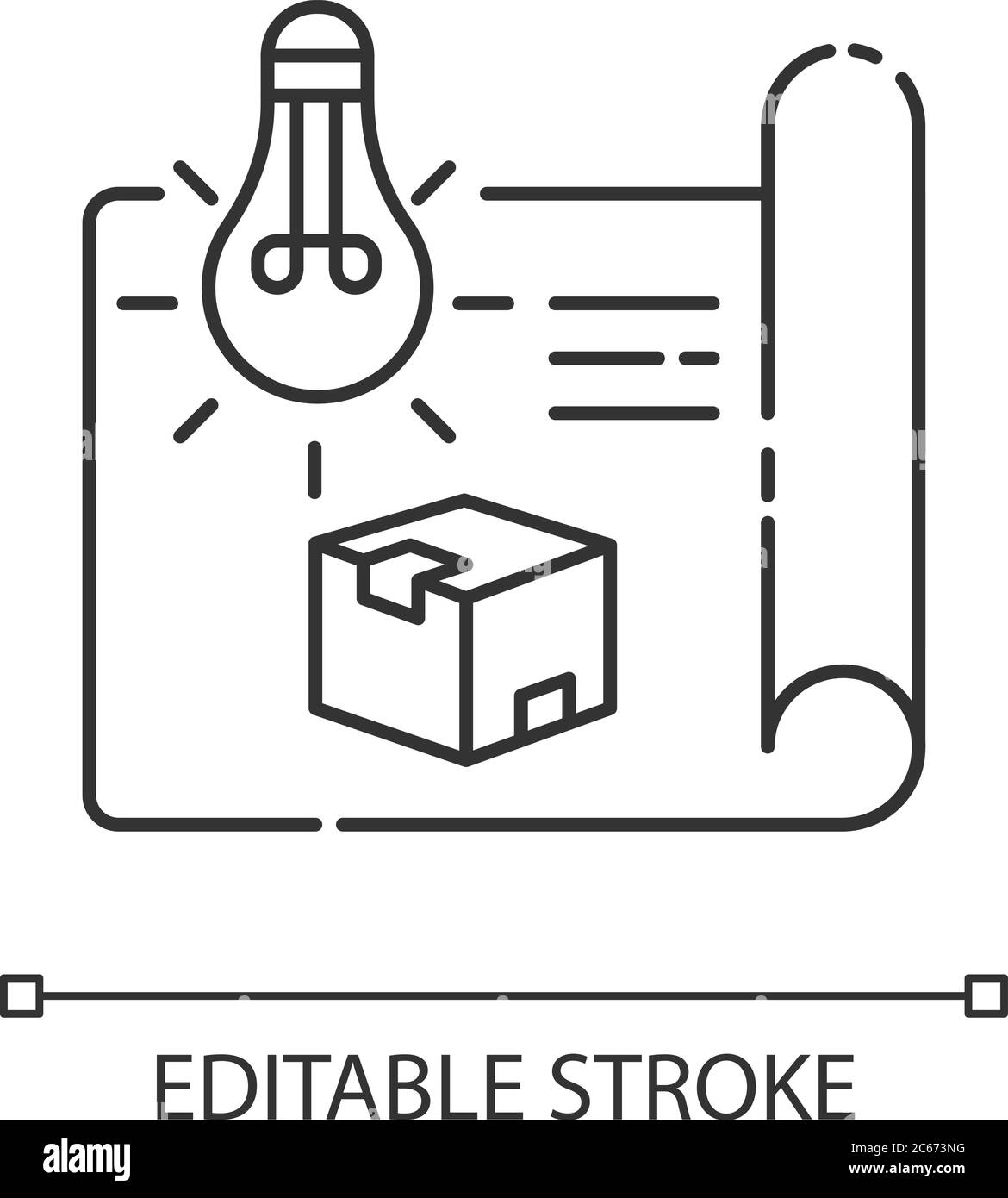 Product concept pixel perfect linear icon. Drafting, engineering thin ...