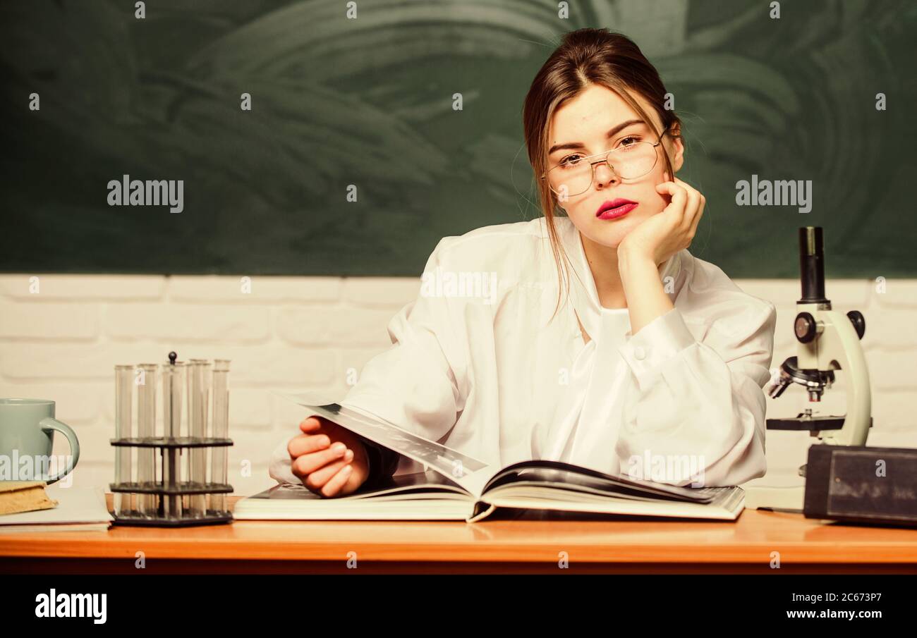 Study hard. Education concept. Woman pretty adorable teacher or student ...