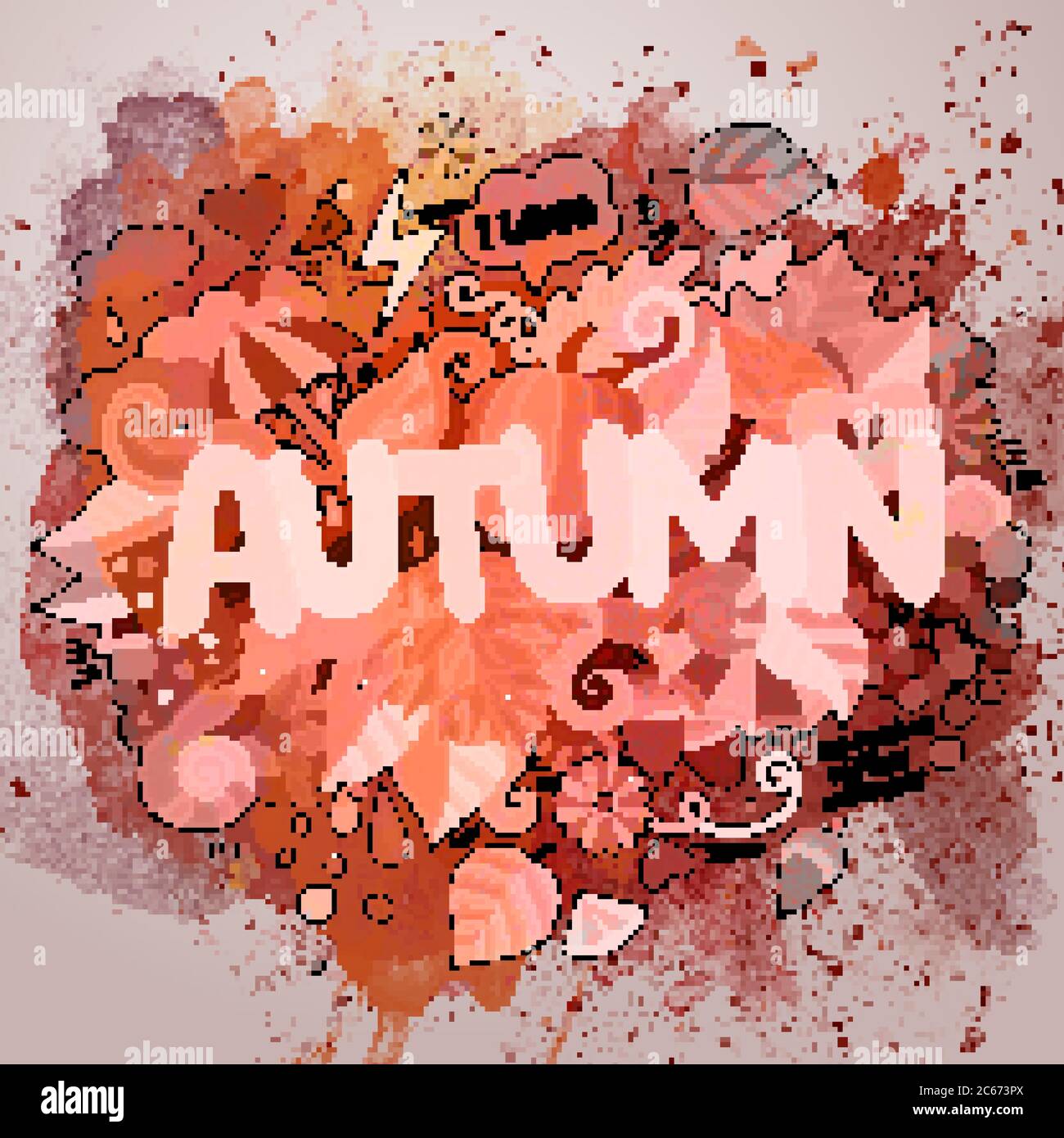 Autumn season hand lettering and doodles elements Stock Vector Image ...
