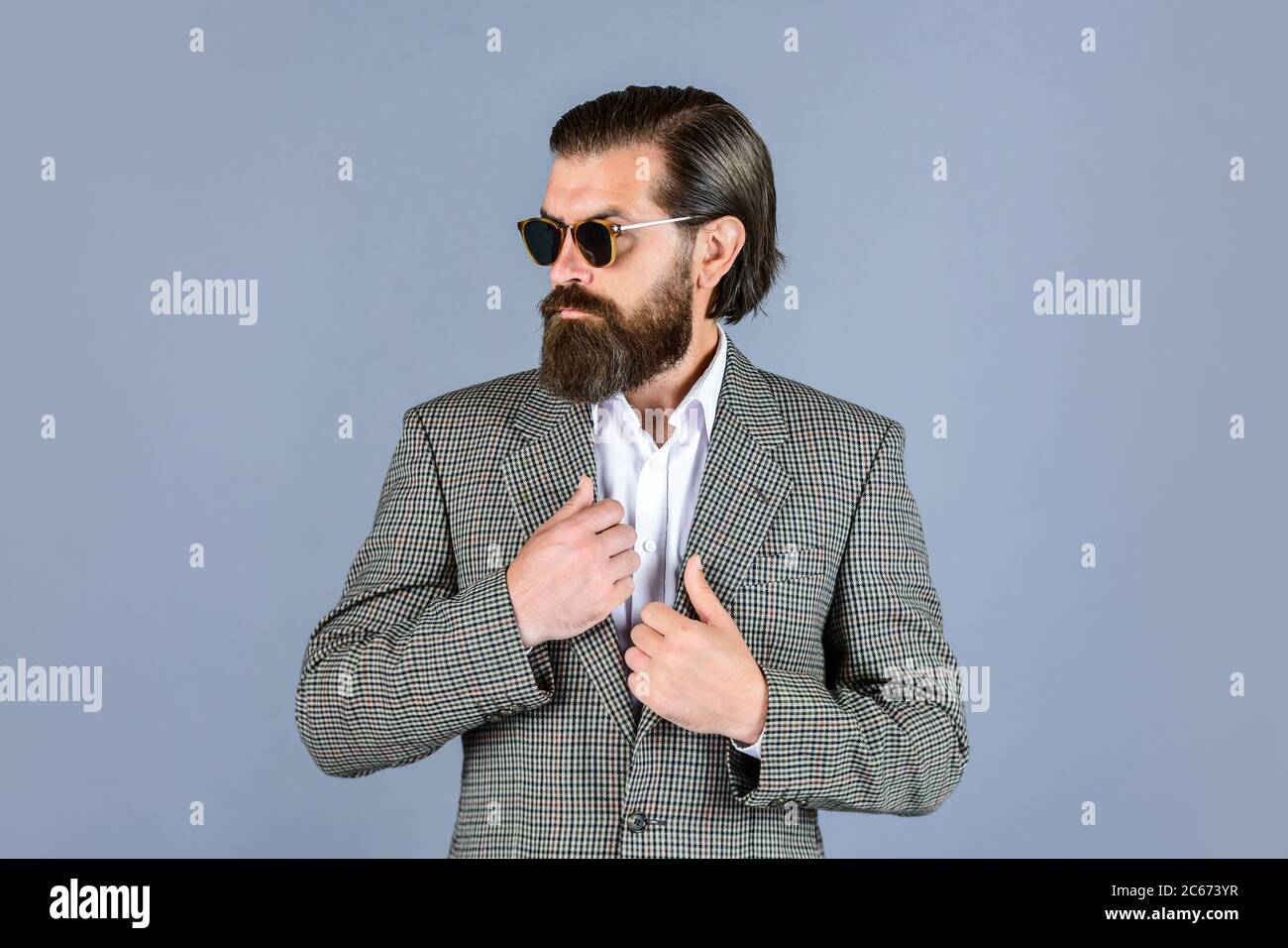 male beauty and fashion. brutal businessman with perfect beard and ...