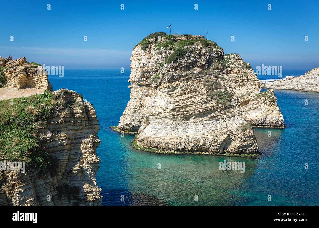 Pigeon Rock in Raouche area of Beirut, Lebanon Stock Photo - Alamy