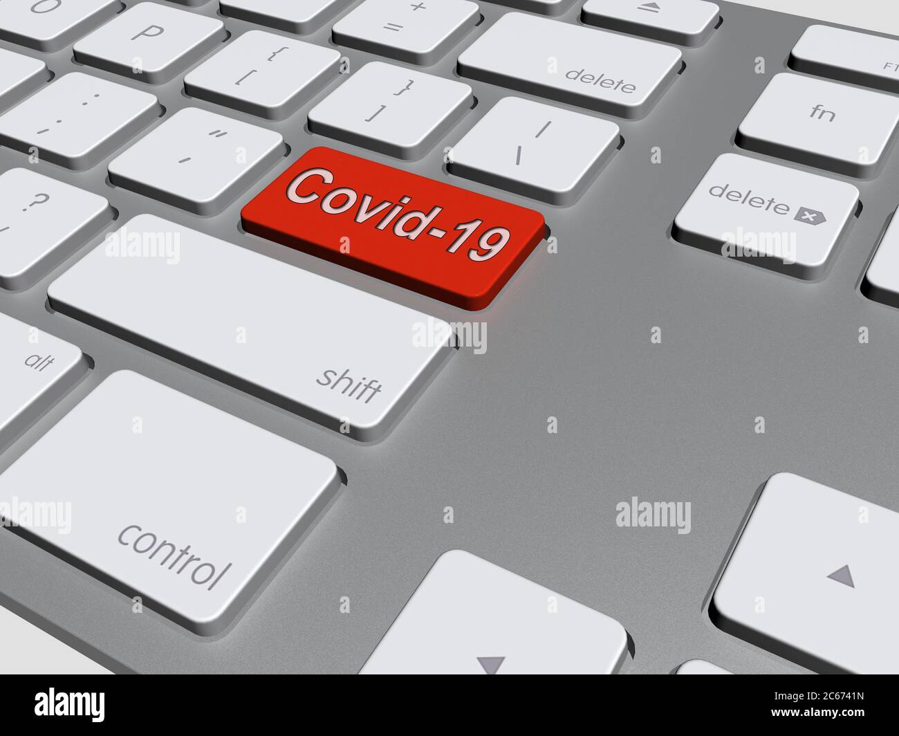Covid-19 on a computer keyboard, 3d illustration Stock Photo - Alamy