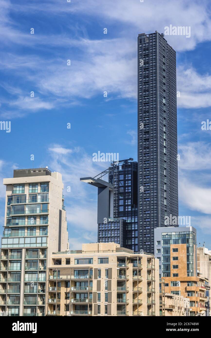 Quasar Tower building in Beirut, Lebanon, view from Martyrs Square ...