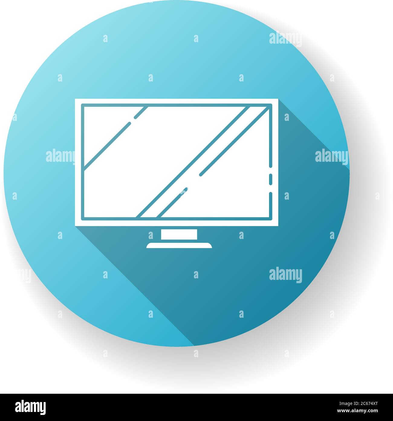 TV wide screen blue flat design long shadow glyph icon. Computer ...