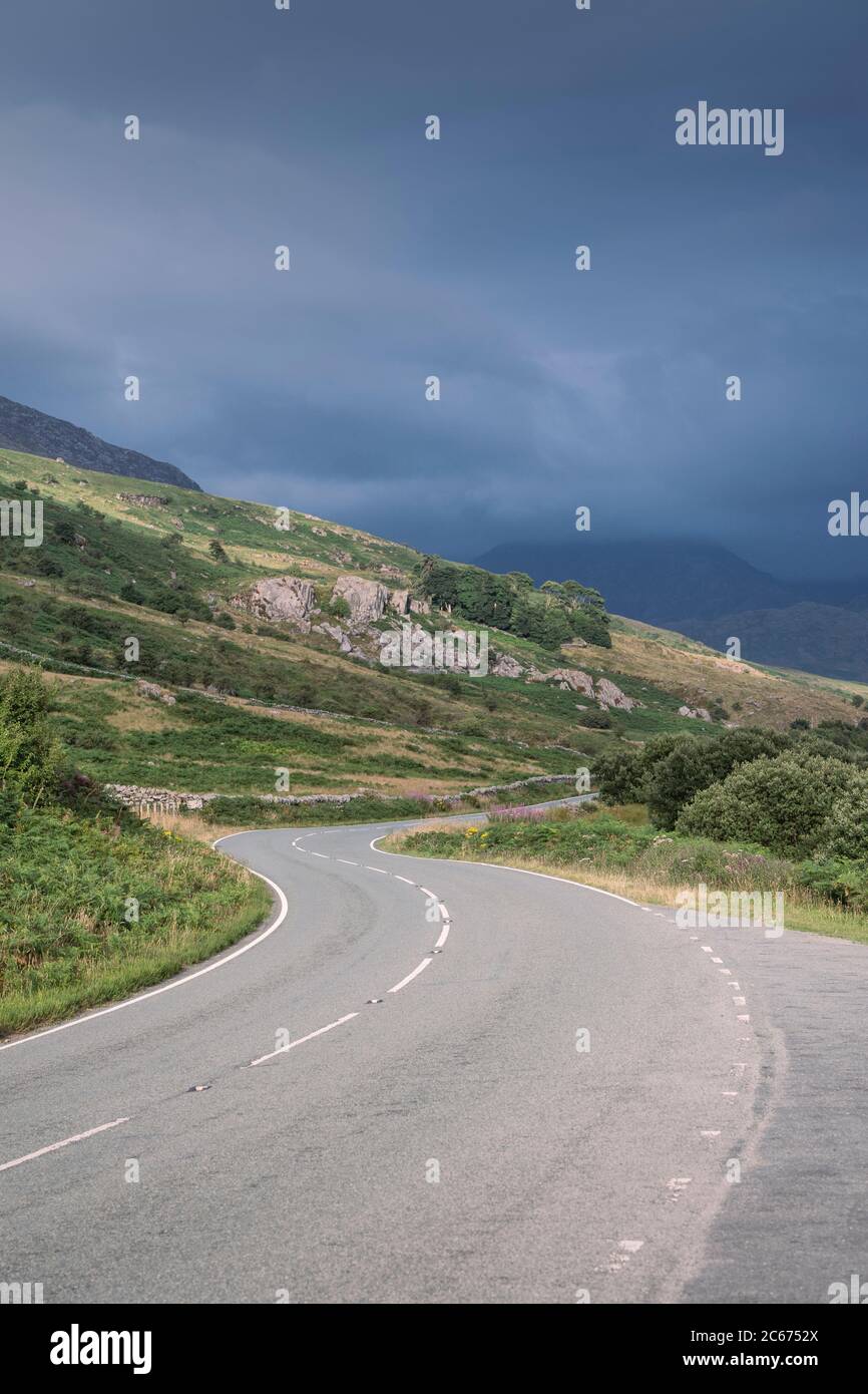 Scenic road in Snowdonia National Park, North Wales, UK Stock Photo - Alamy