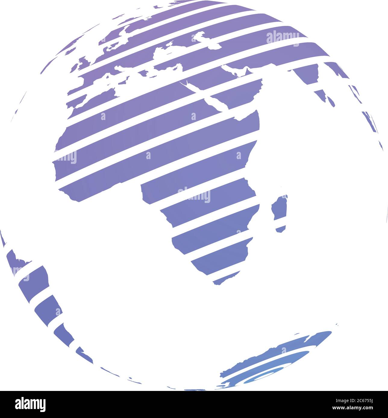 Earth globe with blue striped World land map focused on Africa. 3D ...