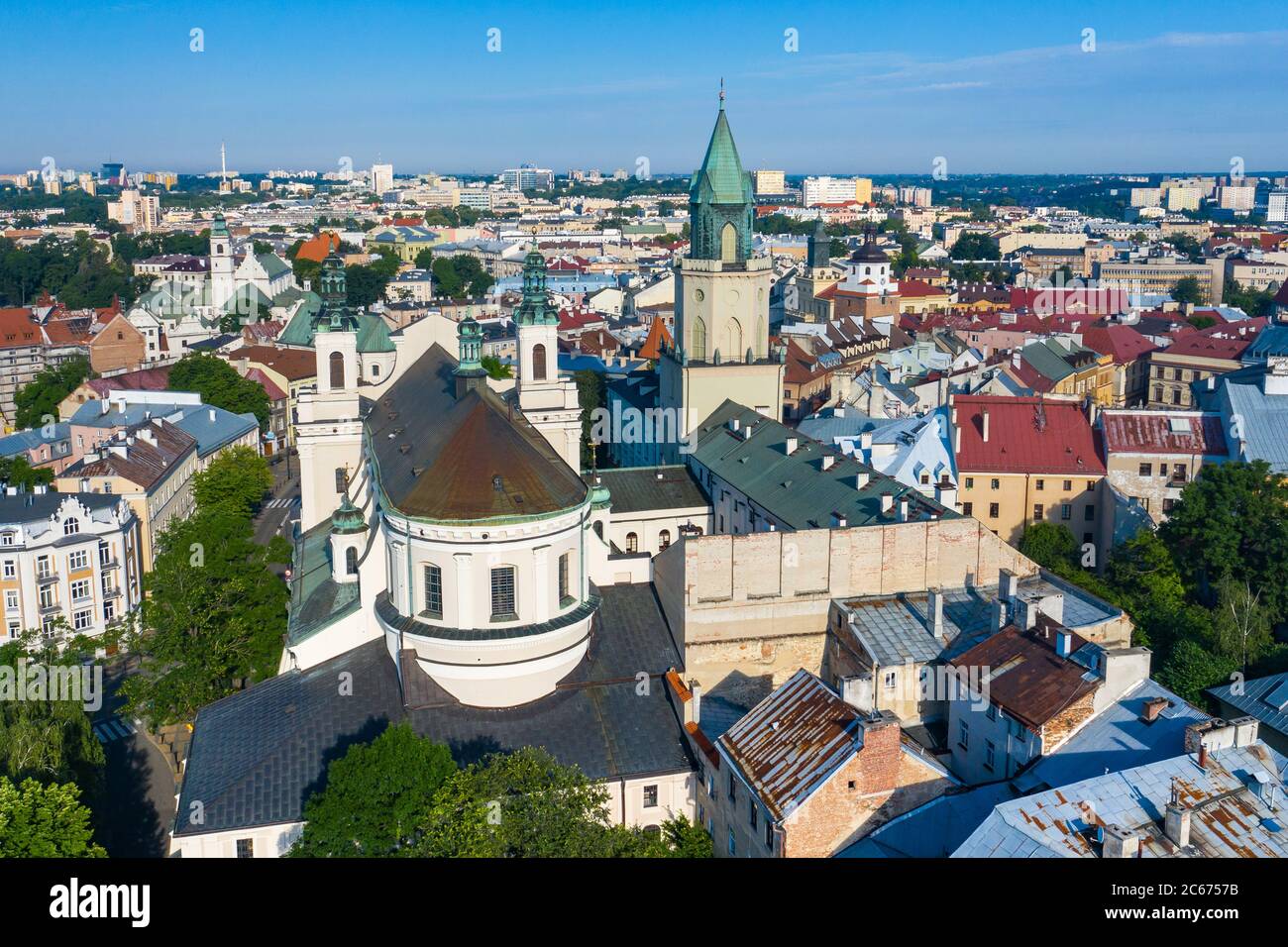 Lublin. Poland. Aerial view of old town. Touristic city center of ...