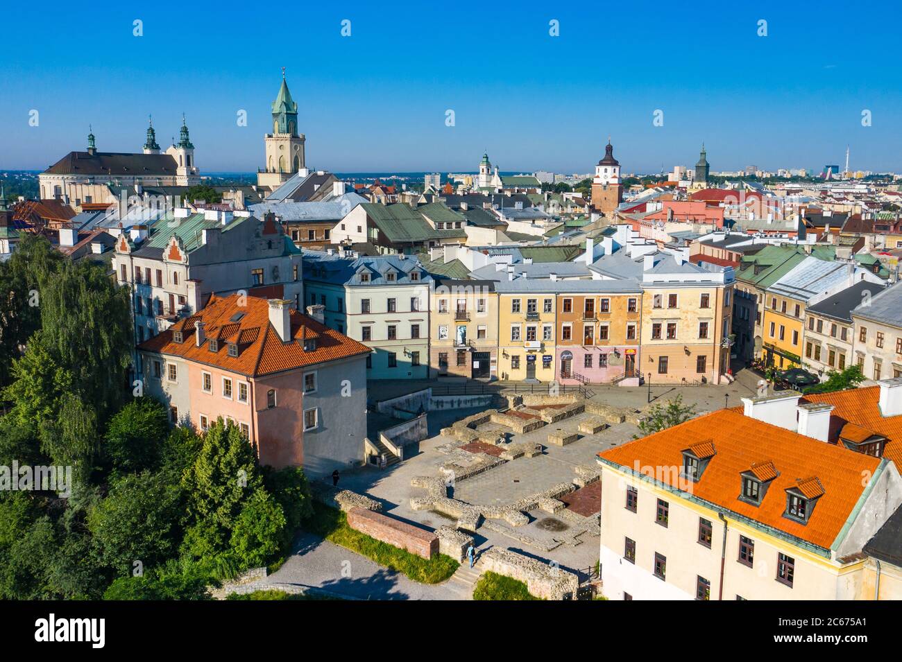 Lublin. Poland. Aerial view of old town. Touristic city center of ...