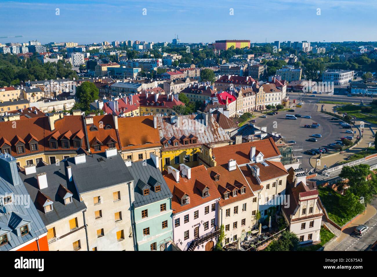 Lublin. Poland. Aerial view of old town. Touristic city center of ...