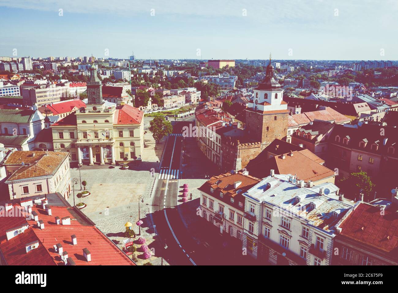 Lublin. Poland. Aerial view of old town. Touristic city center of ...