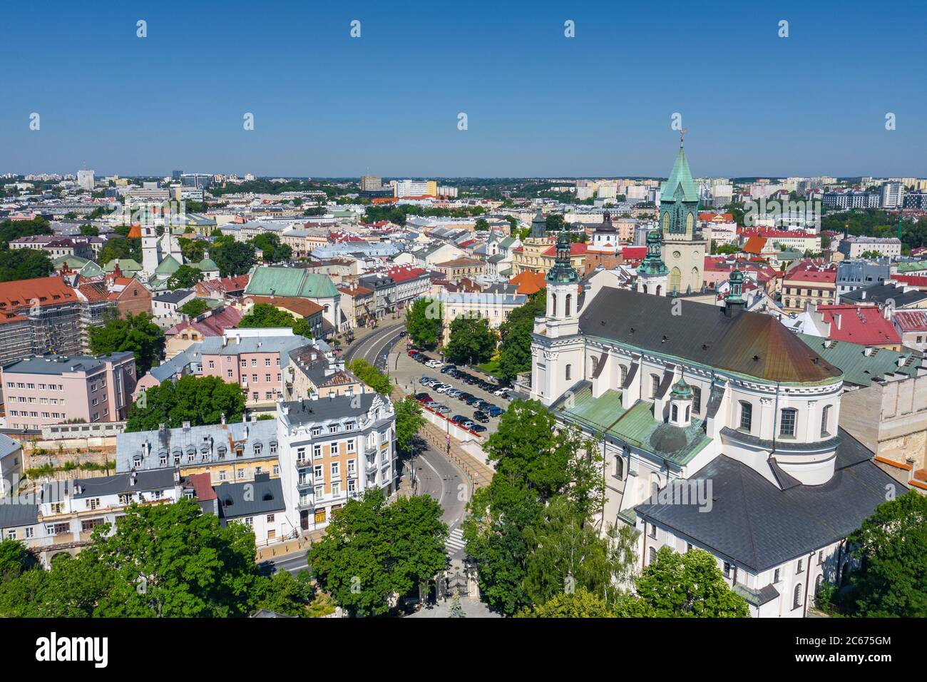 Lublin. Poland. Aerial view of old town. Touristic city center of ...