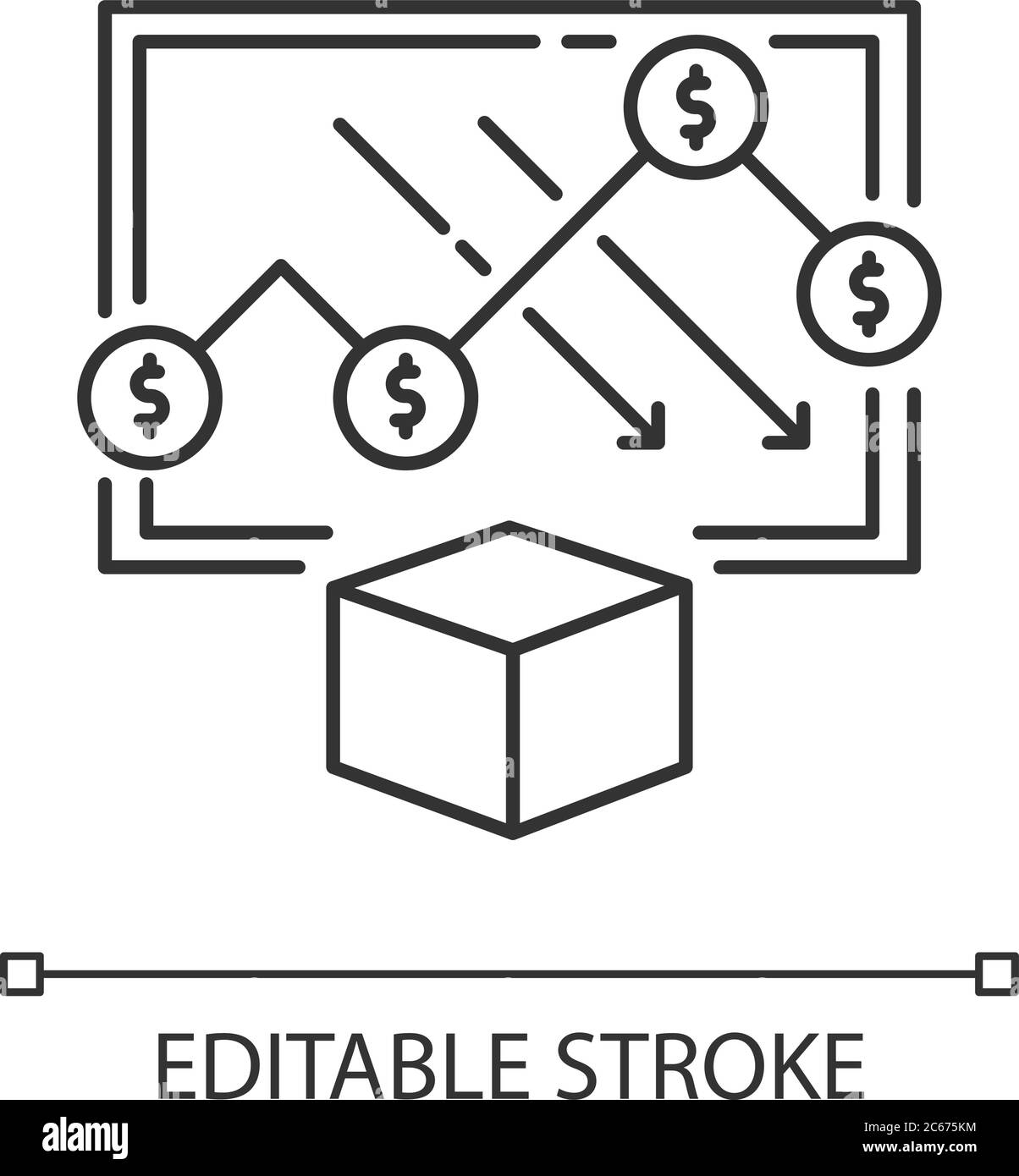 Cost analysis pixel perfect linear icon. Financial analytics, economic ...