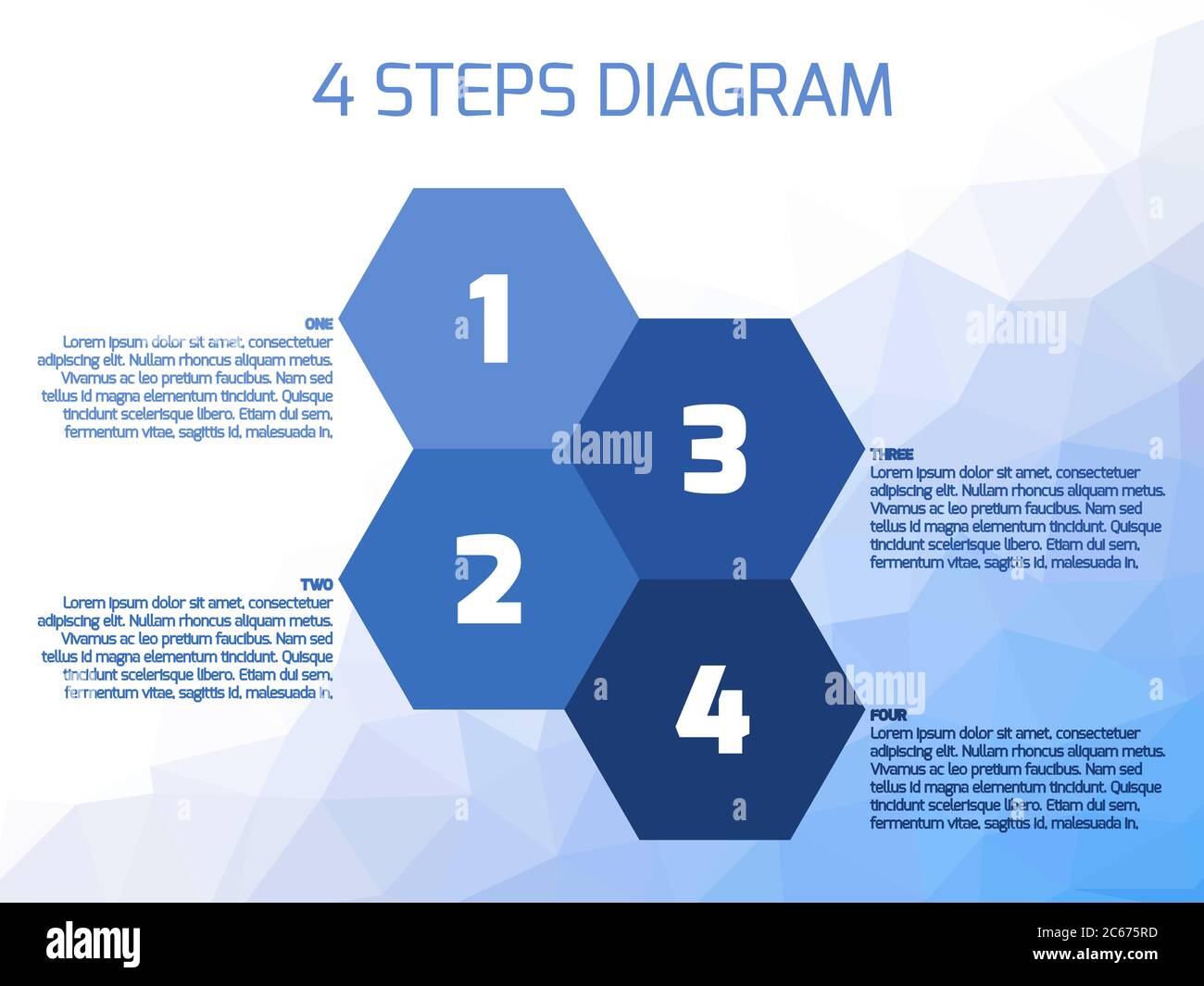 Four steps diagram of hexagonal elements. Business infographics concept ...