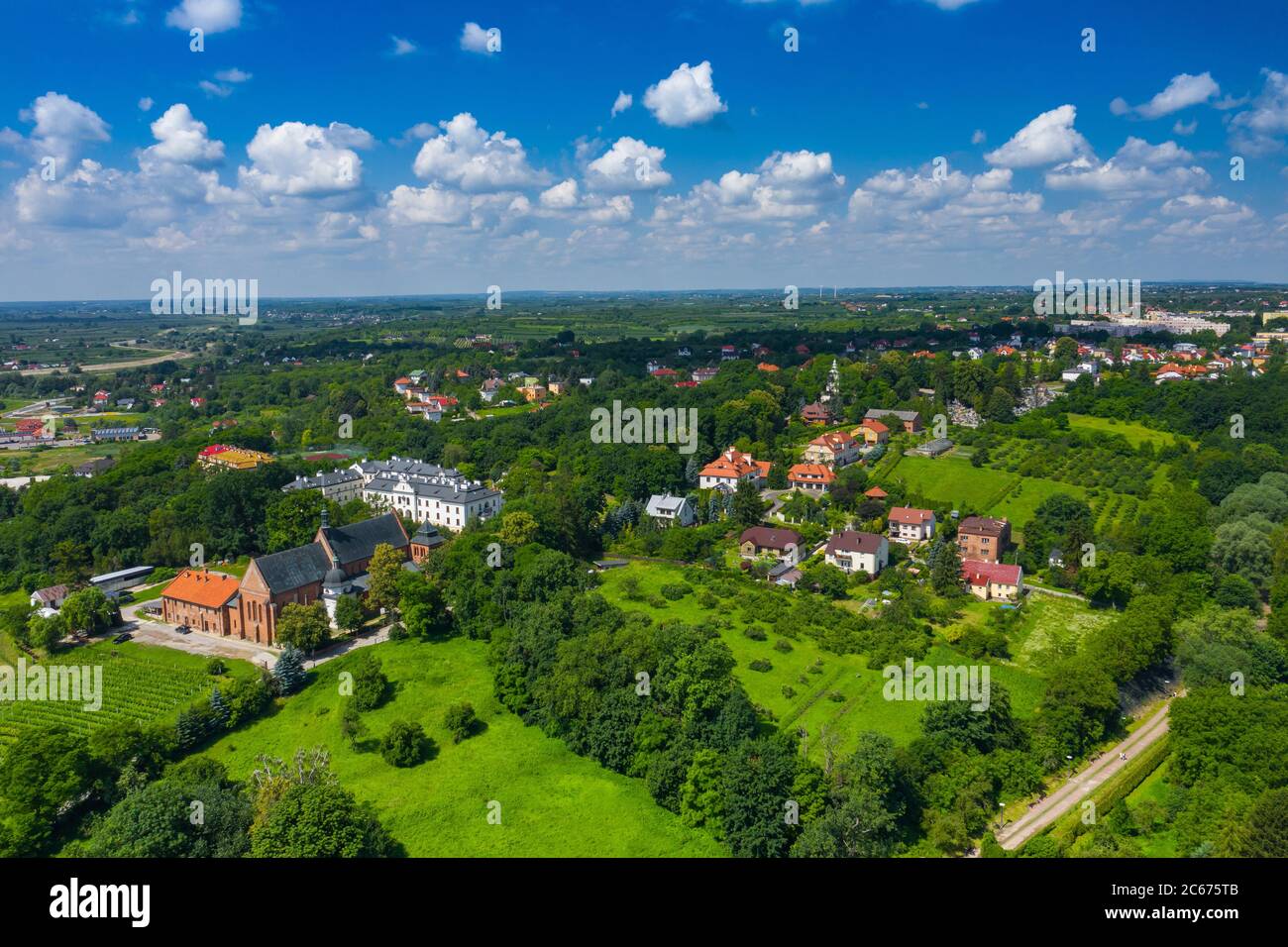 Sandomierz, Poland. Aerial view of medieval old town with town hall ...