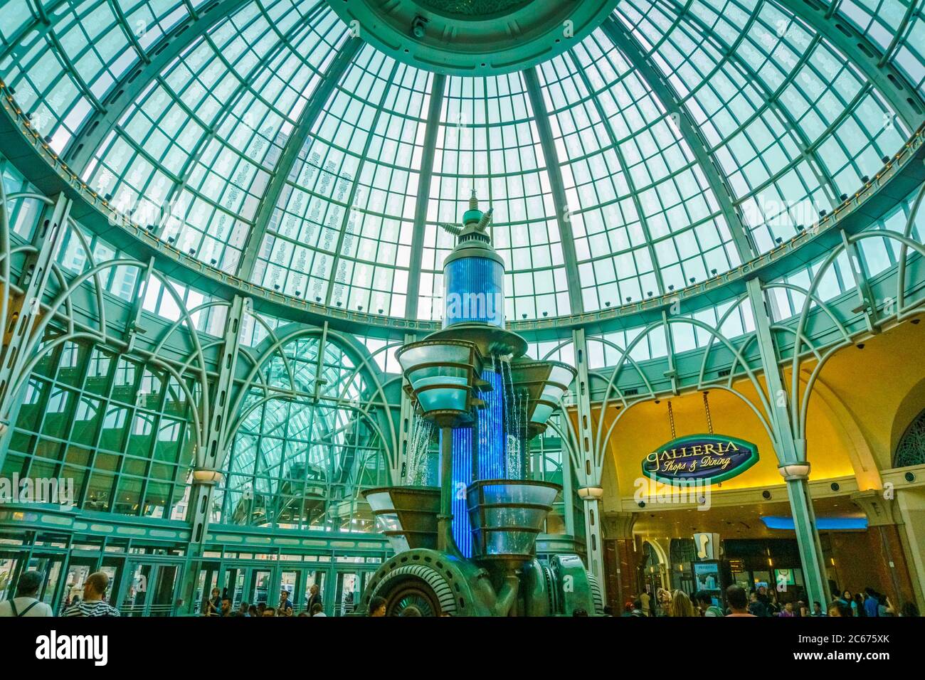 July 2015 - Glass dome ceiling in the lobby of Fallsview mall at ...