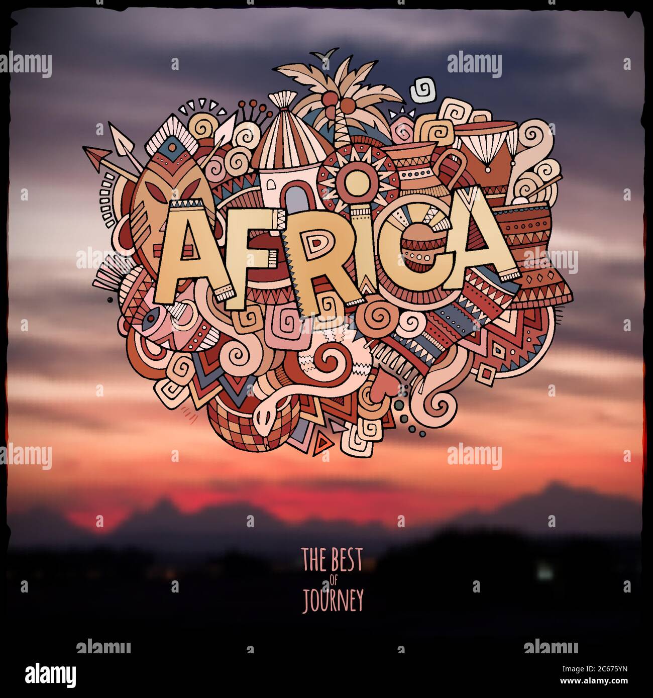 Africa ethnic hand lettering and doodles elements Stock Vector Image ...